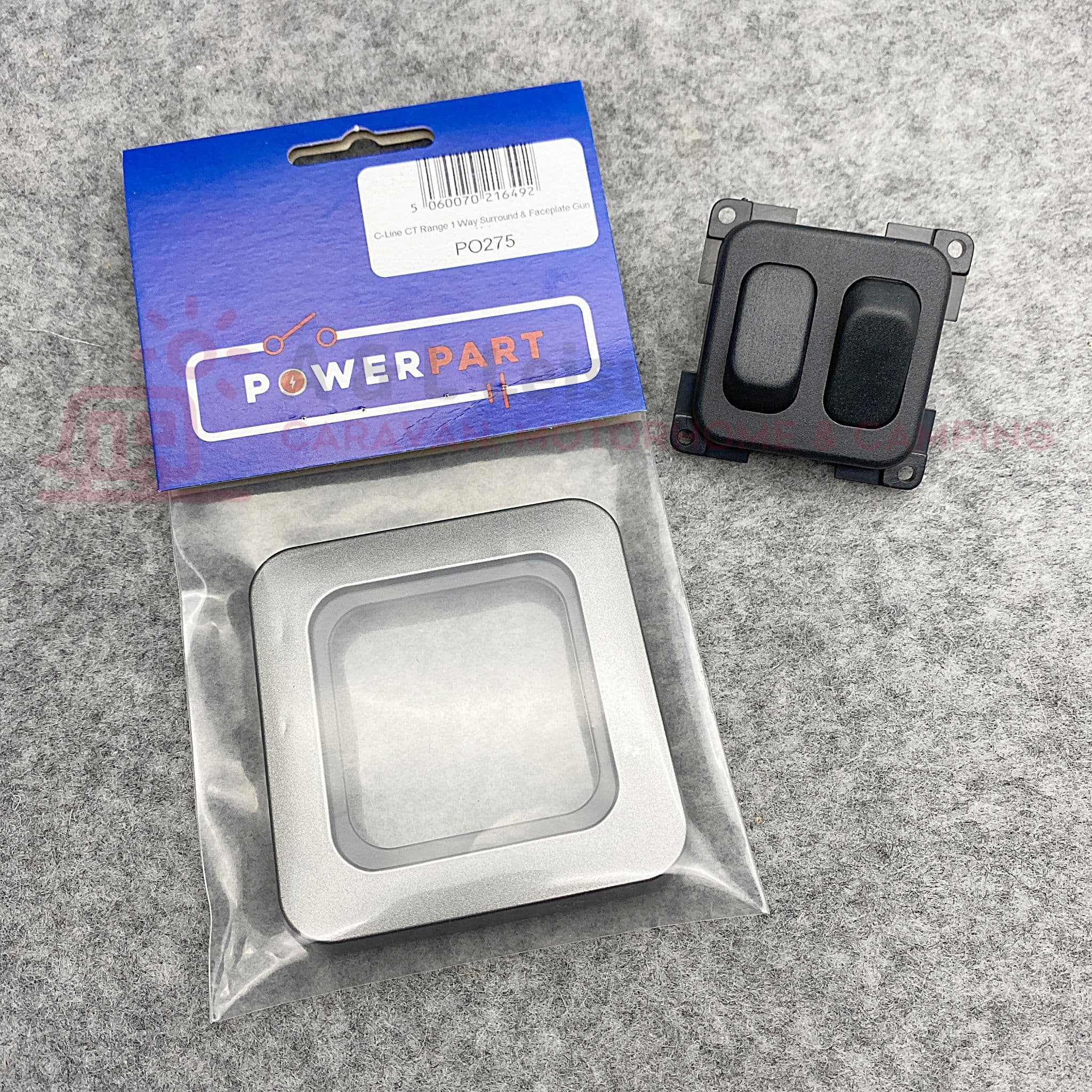 CBE C-Line 2-Way 12 - 250v Switch & Faceplate - Gun Metal Grey - CT Range